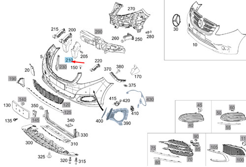 NEW MERCEDES-BENZ VITO W447 FRONT BUMPER RIGHT AIR DUCT A4478850063 ...