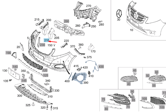 MERCEDES-BENZ VITO W447 Front Bumper Right Air Duct A4478850063 GENUINE ...