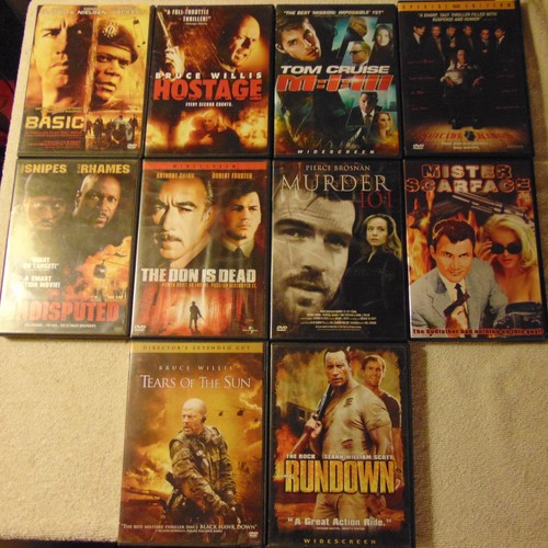 Lot of 10 ACTION THRILLER DVDs - Dwayne Johnson Bruce Willis Tom Cruise ...
