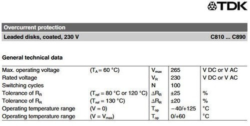 2 pezzi Termistore EPCOS/TDK PTC C980 63V, 120°C, 25 Ohm 1A | eBay