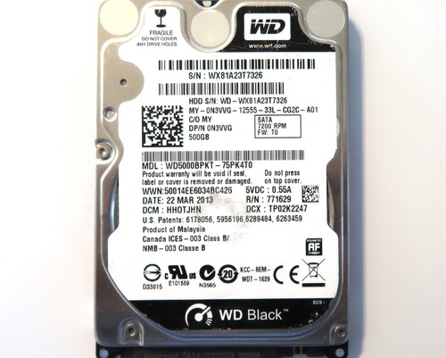 WD WD5000BPKT-75PK4T0 HHOTJHN (WX81) Malaysia 500gb 2.5" Sata HDD ...