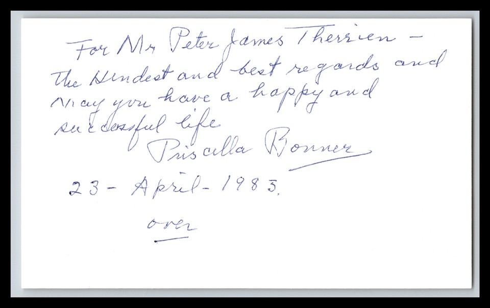 Priscilla Bonner - Silent Film - 3x5 Card - Signed / Autograph | eBay