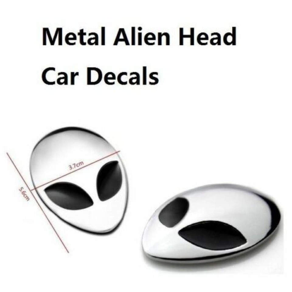 2x Full Metal 3D Alienware Alien Head Auto Logo Sticker Badge Emblem ...