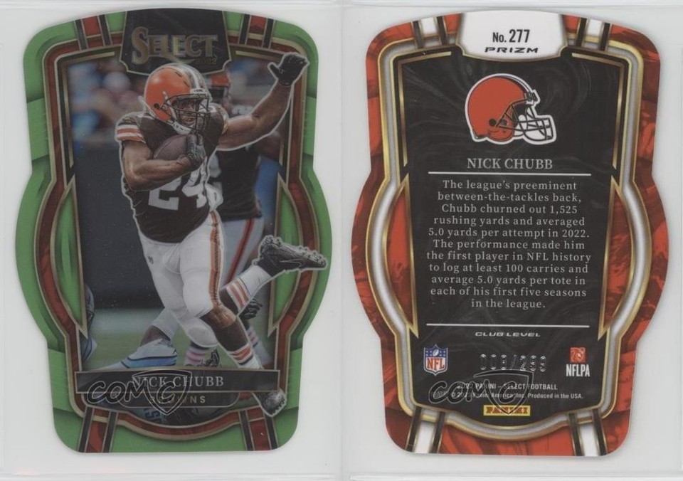 2022 Panini Select Club Level Neon Green Prizm Die-Cut 8/299 Nick Chubb ...