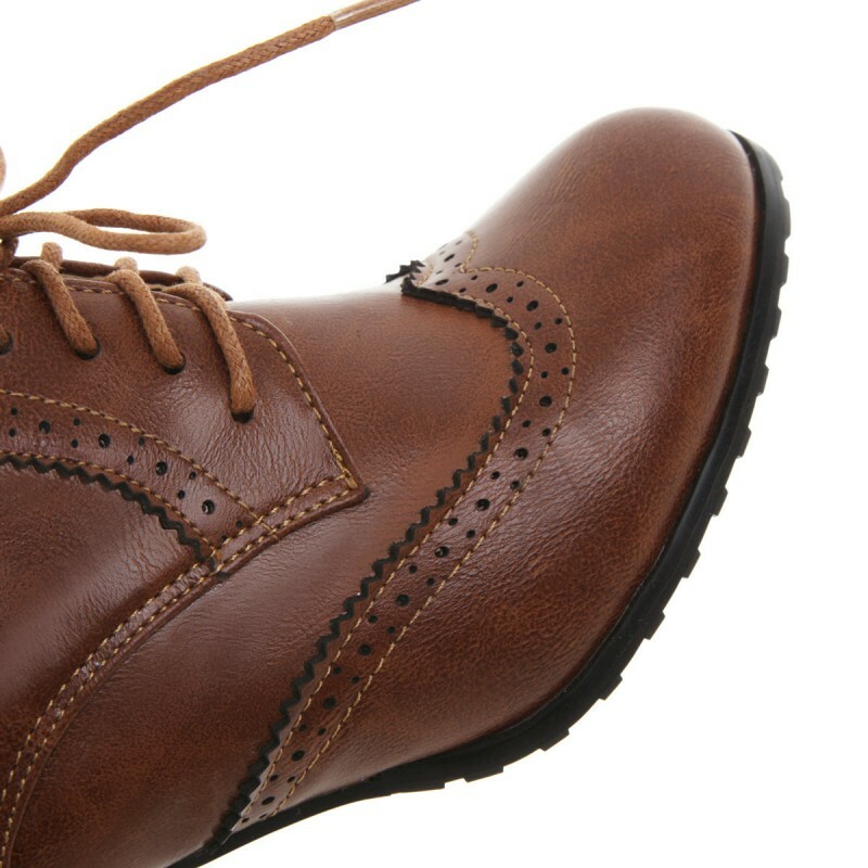 New Spring Brogue Oxfords Lace Up Med Block Heels Round Toe Leisure ...