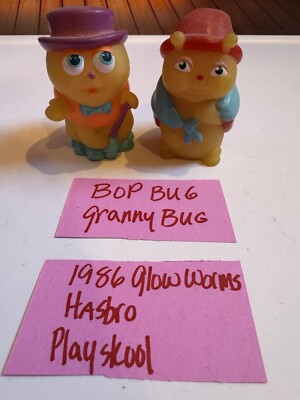 Vintage Playskool Glo Worm Boo Bug ,granny Bug Finger Puppets Glow In ...