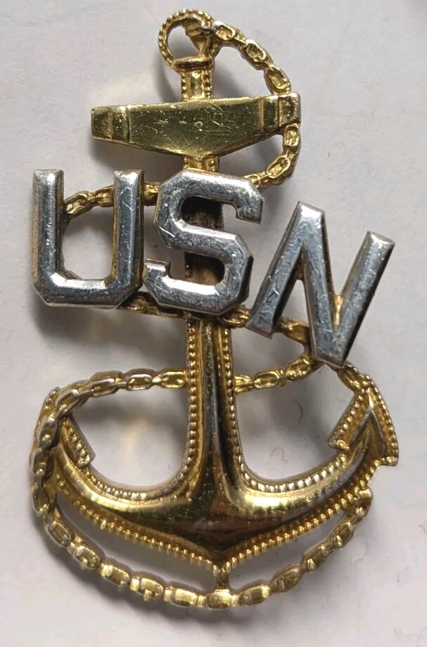 WW2 Pasquale Mkr - US Navy Sterling Chief Rank Hat Badge - Thick Heavy ...