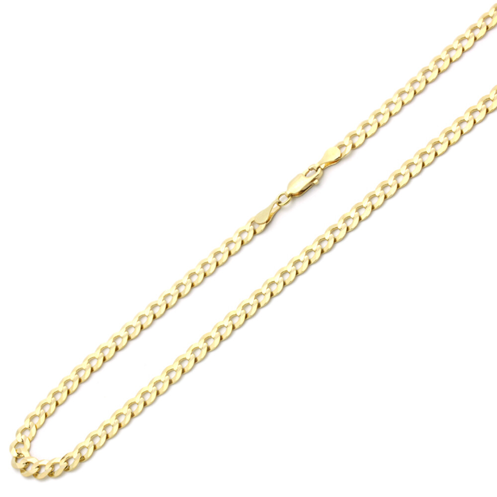 Men Women 14K Yellow Gold Chain 5mm Light Curb Chain Necklace | eBay