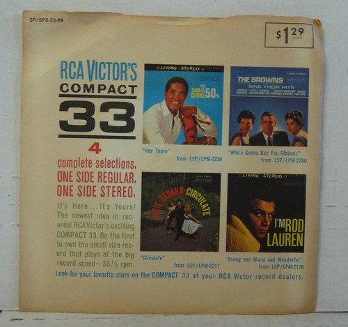"SAM COOKE NEIL SEDAKA THE BROWNS" RCA VICTOR COMPACT 33 RPM SPS-33-99 ...