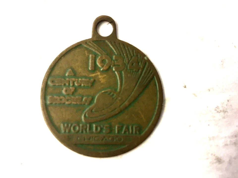 1934 WORLD'S FAIR CHICAGO MEDALLION MEDAL PENDANT A CENTURY OF PROGRESS ...