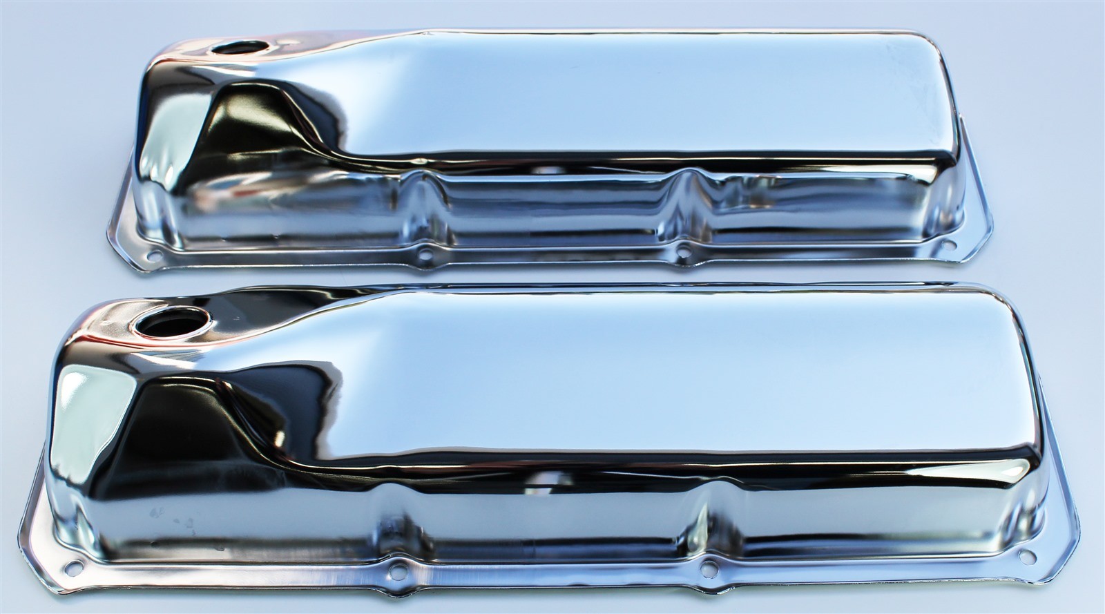 Valve Covers Chrome Ford Cleveland V8 302-351-400 OEM Height Baffled-pr ...