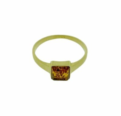 9 ct gold and square amber ring, size S | eBay UK