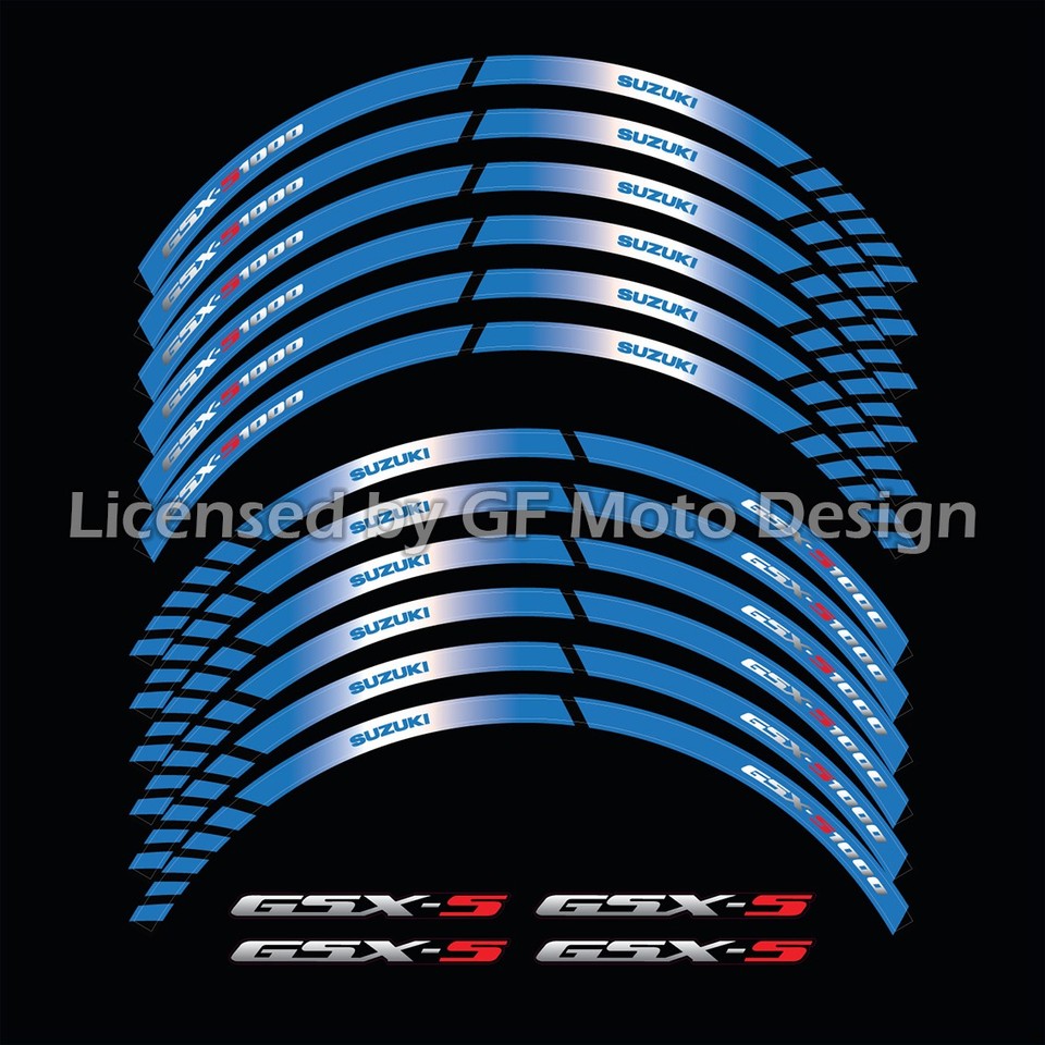 Suzuki GSX-S1000 Motorcycle Wheel Decals 12 Rim Stickers Set GSXS 1000 ...