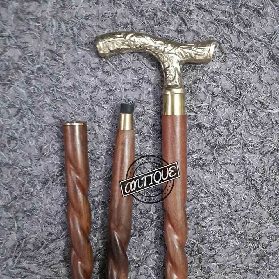 PERFECT RETIRED MARINE/SOLDIER GIFT WALKING CANES HANDMADE WOOD BROWN ...