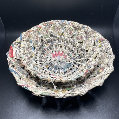 Coiled Handmade Recycled Magazine Newspaper FOLK ART 2 Bowls ...