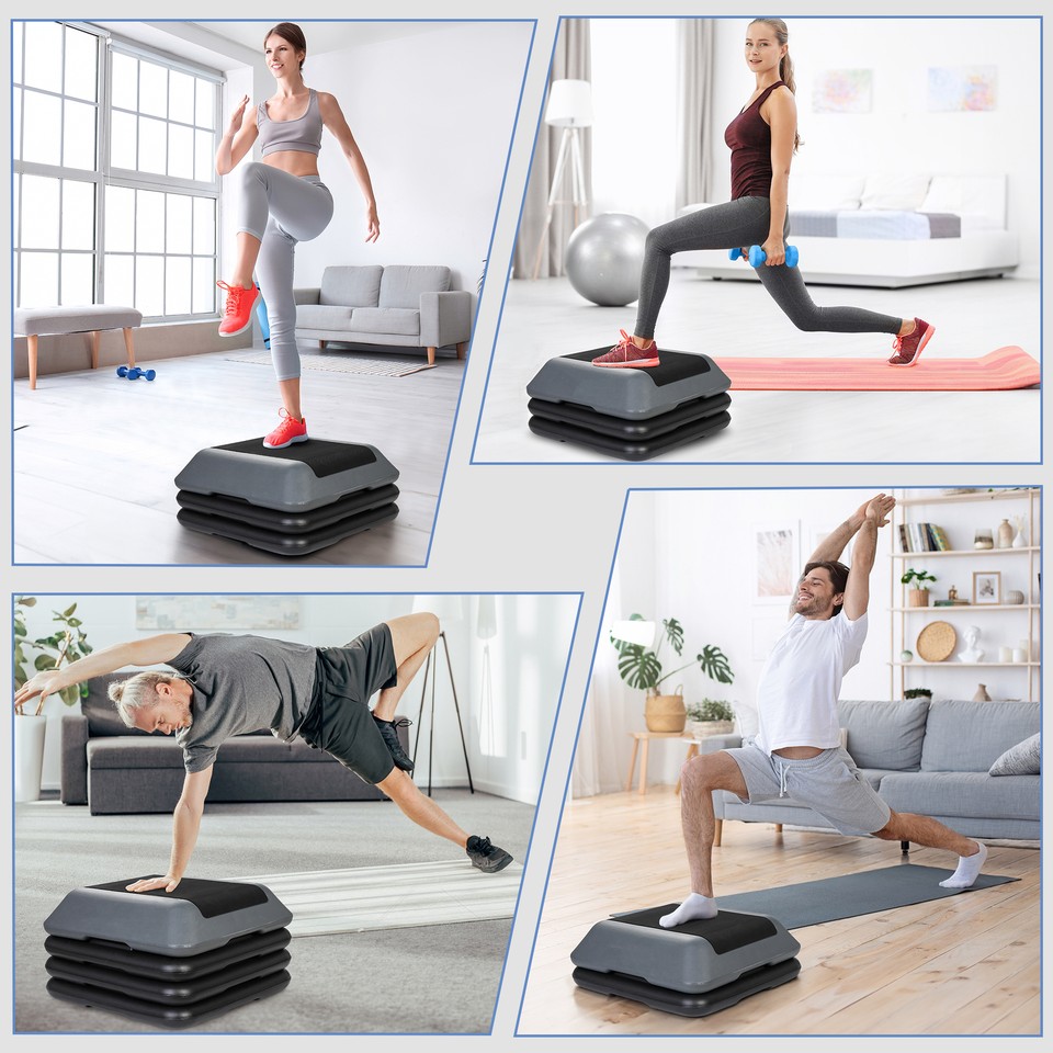 16" x 16" Adjustable Height Stepper Square Workout Aerobic Platform w ...