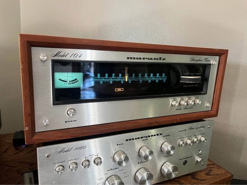 Marantz Model 104 Stereophonic Tuner Vintage Silver w/ Wood Case must ...