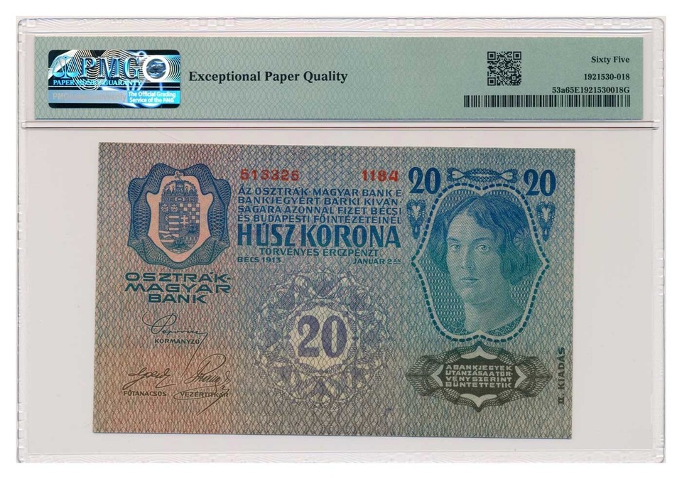 Billete AUSTRIA 20 coronas 1919 PMG MS 65 EPQ gema sin circular | eBay