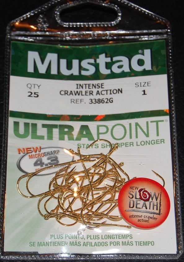 25 Mustad 33862G Gold Slow Death Hooks Size 1 Ultra Point Intense ...