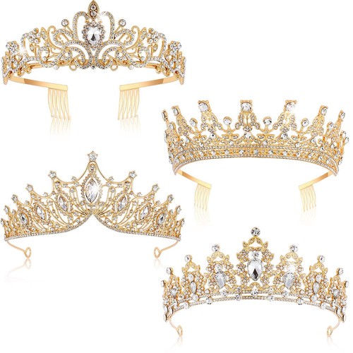 Gold Queen Crowns for Women Pageant Crown with Combs Princess ...