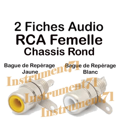 2 Fiches RCA Femelle Chassis Répérage 1 x Jaune + 1 x Blanc | eBay