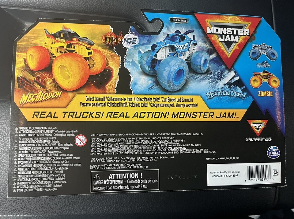 2024 FIRE & ICE "MEGALODON & MONSTER MUTT"- SPIN MASTER Monster Jam ...