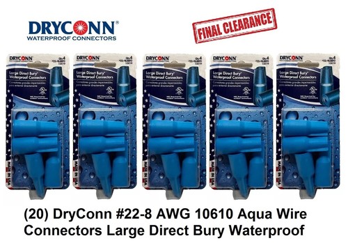 (20) Waterproof Connectors DryConn #22-8 AWG 10610 Aqua Wire, Large ...