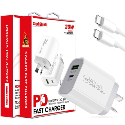 20W PD USB Type C Fast Charger Wall Plug Adapter Cable Samsung A13 A14 ...