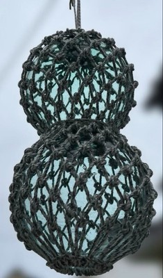 Glass Fishing Float Buoy Ball Vintage Japanese set of 2 dia. 20cm Net ...