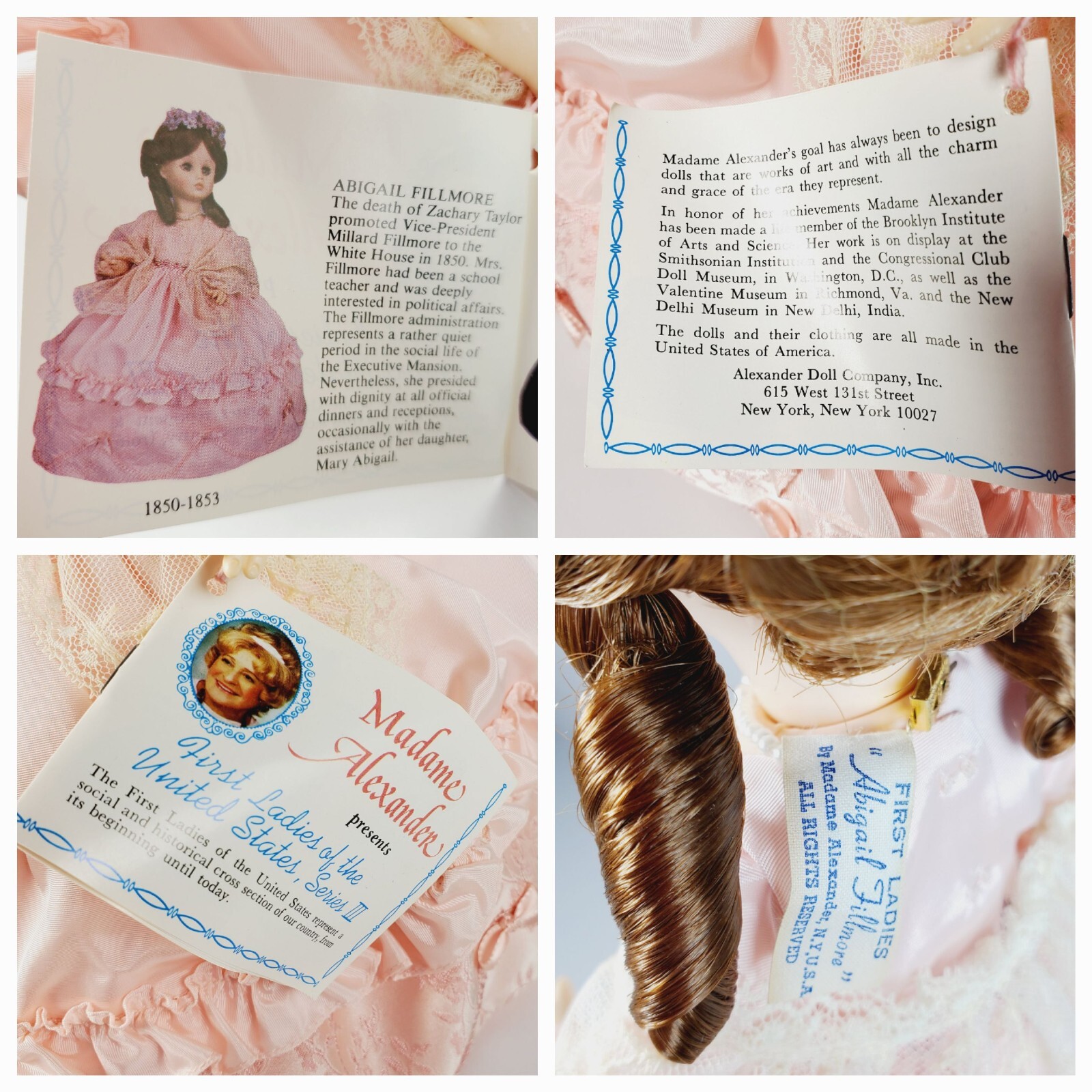 NEW Madame Alexander First Ladies Series III ABIGAIL FILLMORE 14" w ...