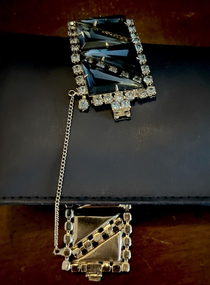 Chunky Blue Rhinestone Bracelet Demi Triangle Shapes Vintage Jewelry | eBay