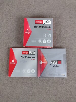 Iomega Zip 250 MB Disk 5 PC/MAC Formatted and 1 PC Formatted Lot Of 6 ...