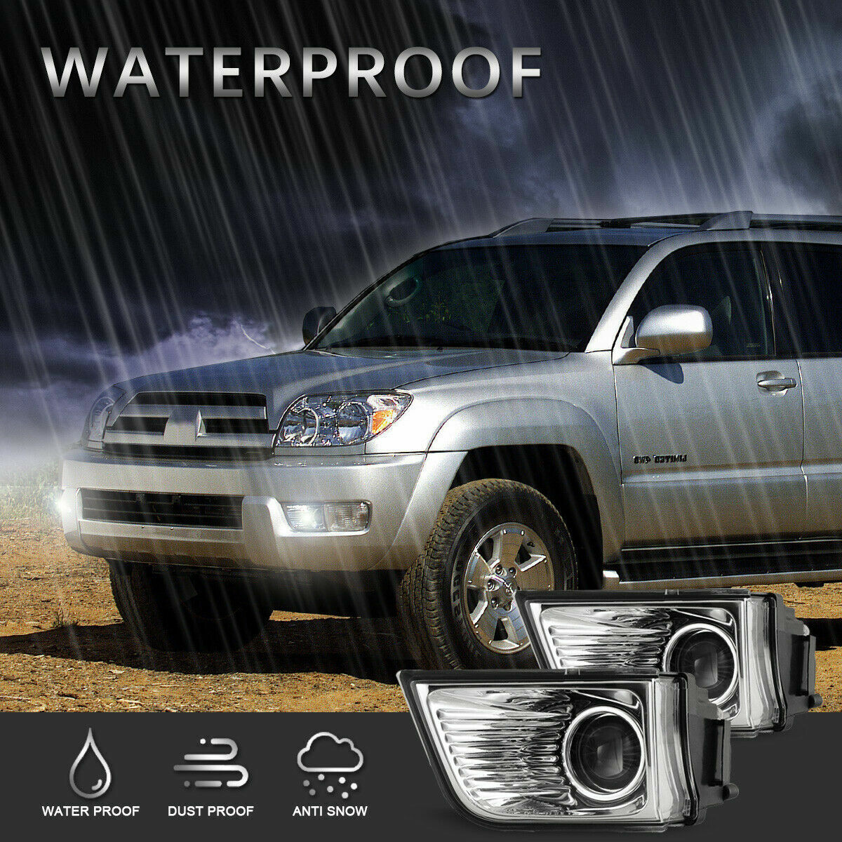 For 2003-2005 Toyota 4Runner Fog Lights Projector Driving Lamps Clear ...