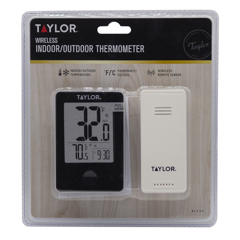Taylor Wireless Indoor/Outdoor THERMOMETER Sensor Digital LCD Black ...
