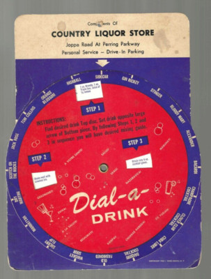 Vintage Collectible 1962 Dial-a-DRINK Cocktail Recipe Advertising Wheel ...