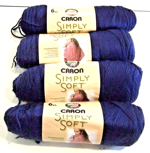 Lot of 4 Skeins Dark Country Blue Yarn by Caron Simply Soft - NEW (#134 ...