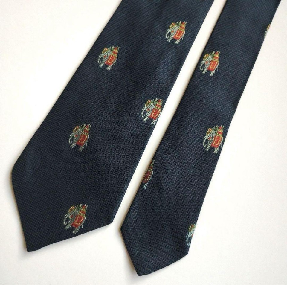 Hermes Navy Silk Elephant Animal Pattern Neck Tie Used | eBay