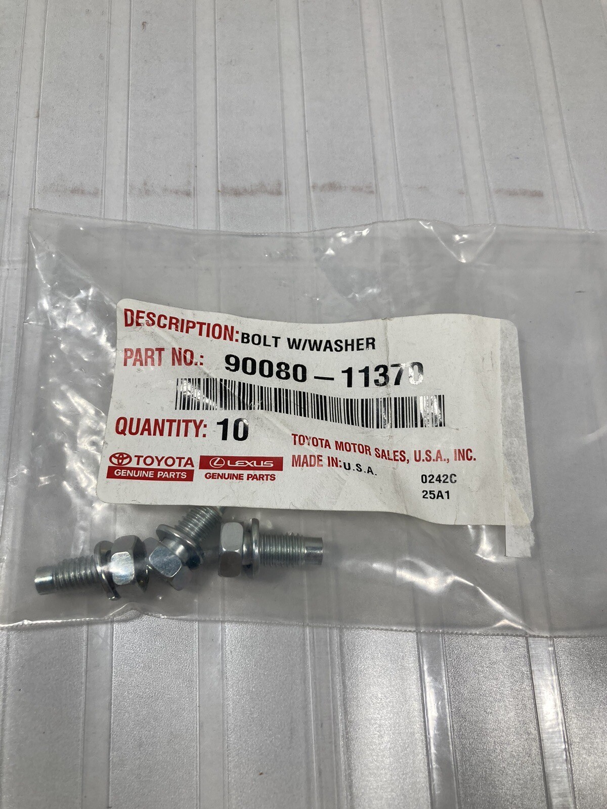 Genuine Toyota Bolt W Washer 90080-11370 for sale online | eBay