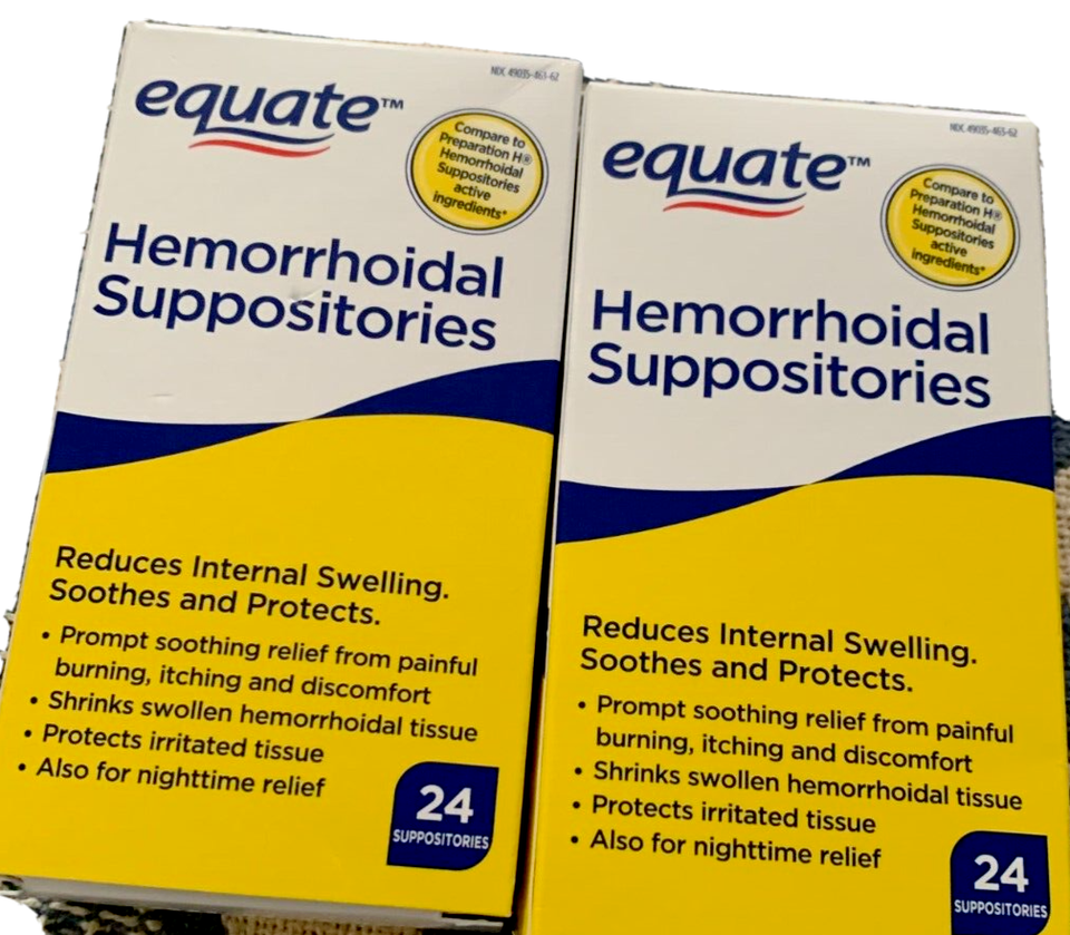 Lot of 2 Boxes Hemorrhoidal Suppositories (2) 24ct Equate Compare | eBay