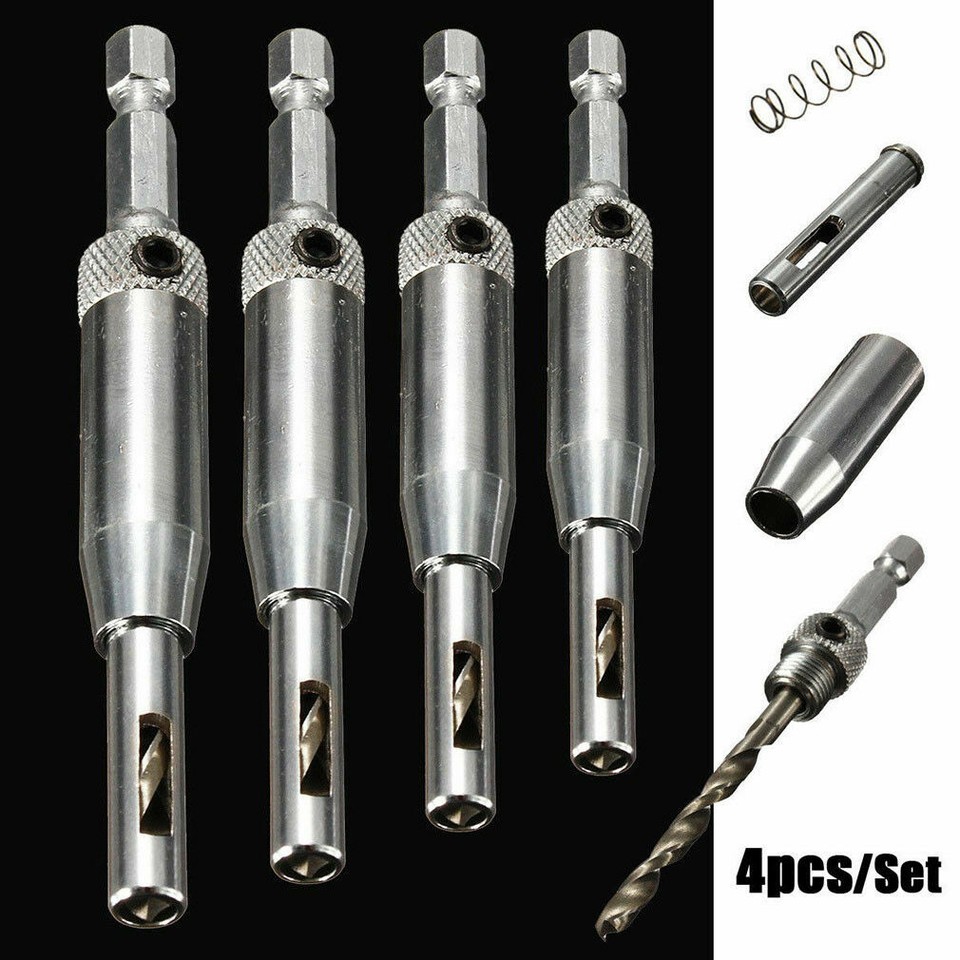 5x Door Lock Hinge Drill Bit Set Self Centering Hinge Drill Bit For ...