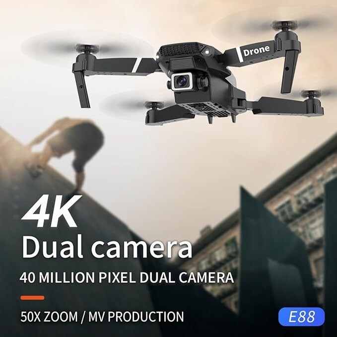 4K Dual Camera RC FPV WIFI Drone E88 Portable Wide Angle Fol | eBay
