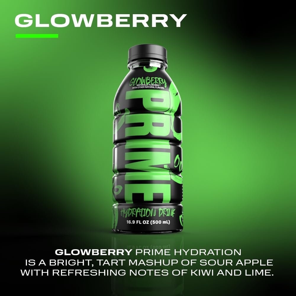 Prime Hydration Sports Drink by Logan Paul & KSI 16.9 oz Glowberry ...