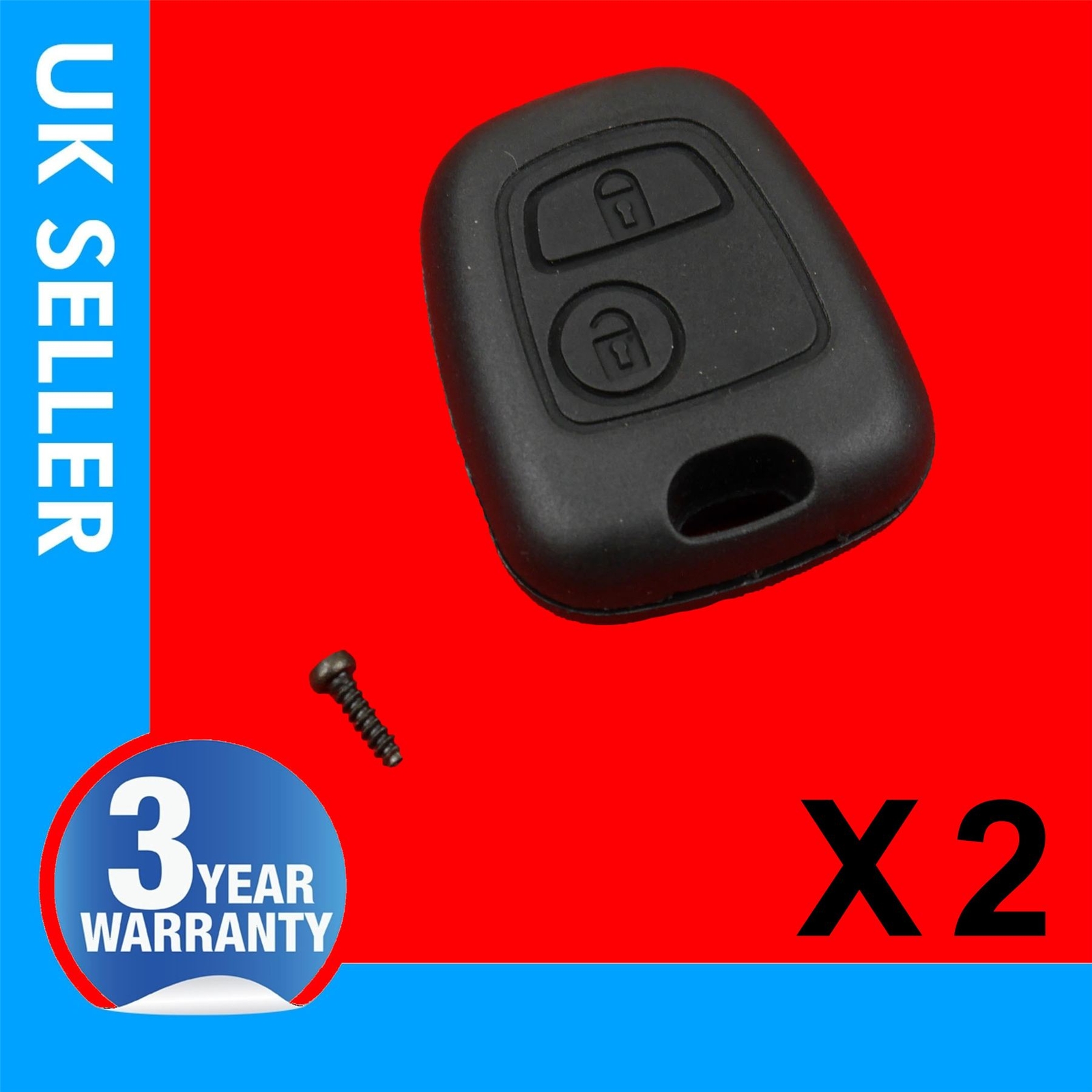 2X Remote Flip Key Fob Case 2 Button FITS PEUGEOT 106 205 206 207 306 ...