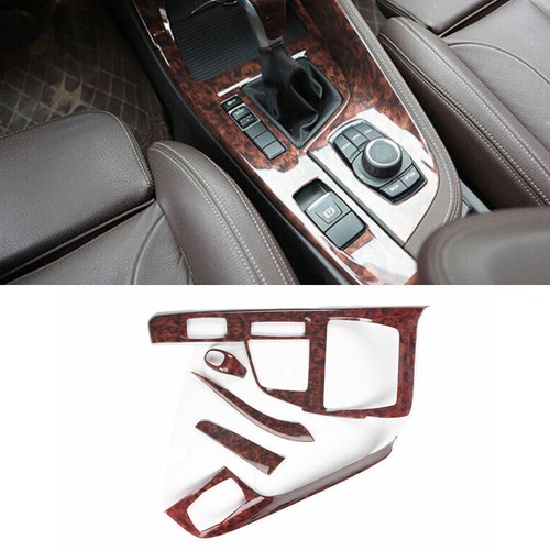 For BMW X1 F48 2016-2021 Red Wood Grain Central Gear Shift Panel Trim ...