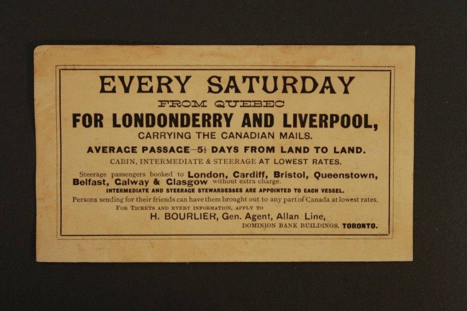 Allan Line VTG Trade Card 5.5" From Quebec Royal Mail Steamers RMS ...