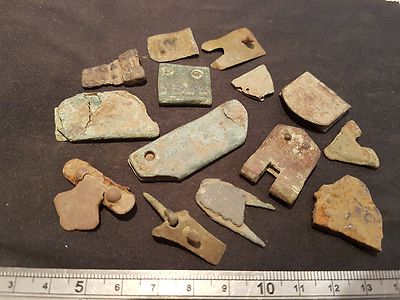 Lovely lot of Roman to Medieval bronze mainly buckle plates & oth ...