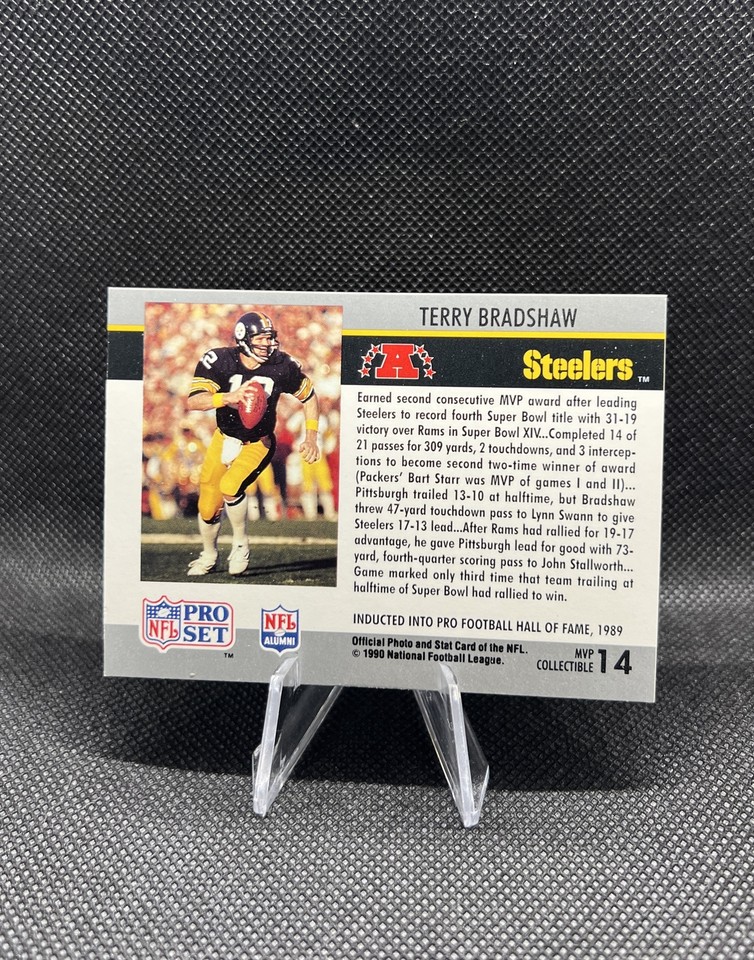 Terry BRADSHAW Super Bowl XIV MVP 1990 NFL Pro Set #14, Pittsburgh ...