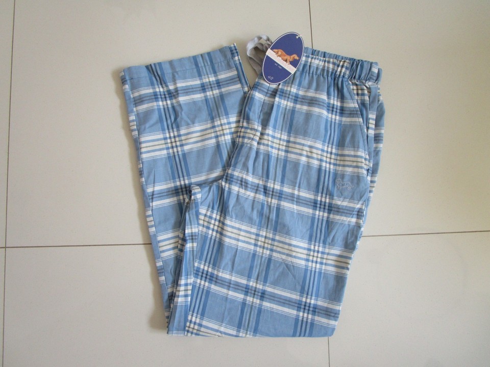 Peter Alexander Men's Aero Blue Check Long Cotton Classic Pyjama Pants ...