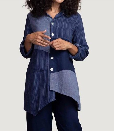 Habitat mix-it-up artist button down tunic Navy | eBay