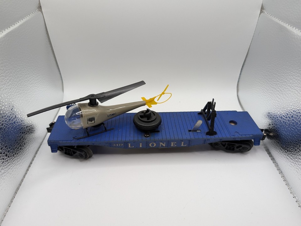 RARE! Lionel Postwar #3419 Flat Car with USMC Helicopter - O Gauge ...